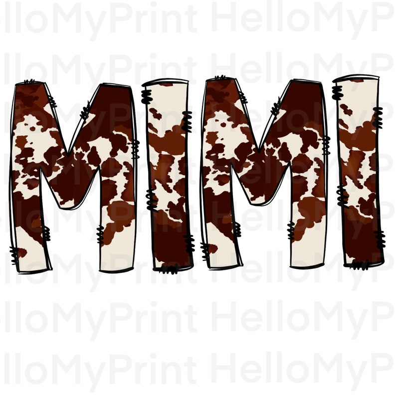 Western Mimi Cow SVG PNG Sublimation Design Hand Drawn Design - Etsy