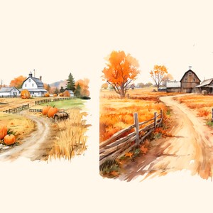 Fall Farm, Autumn Watercolor Clipart Png, Fall Has Come, Autumn Bouquet ...