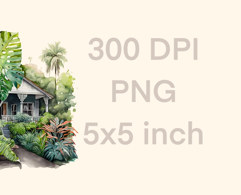 House Overgrown With Monstera Clipart Watercolor Home Flowers - Etsy