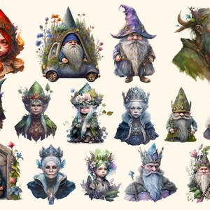 Forest Gnomes Clipart Watercolor Png, Clipart, Occult Illustration Set ...