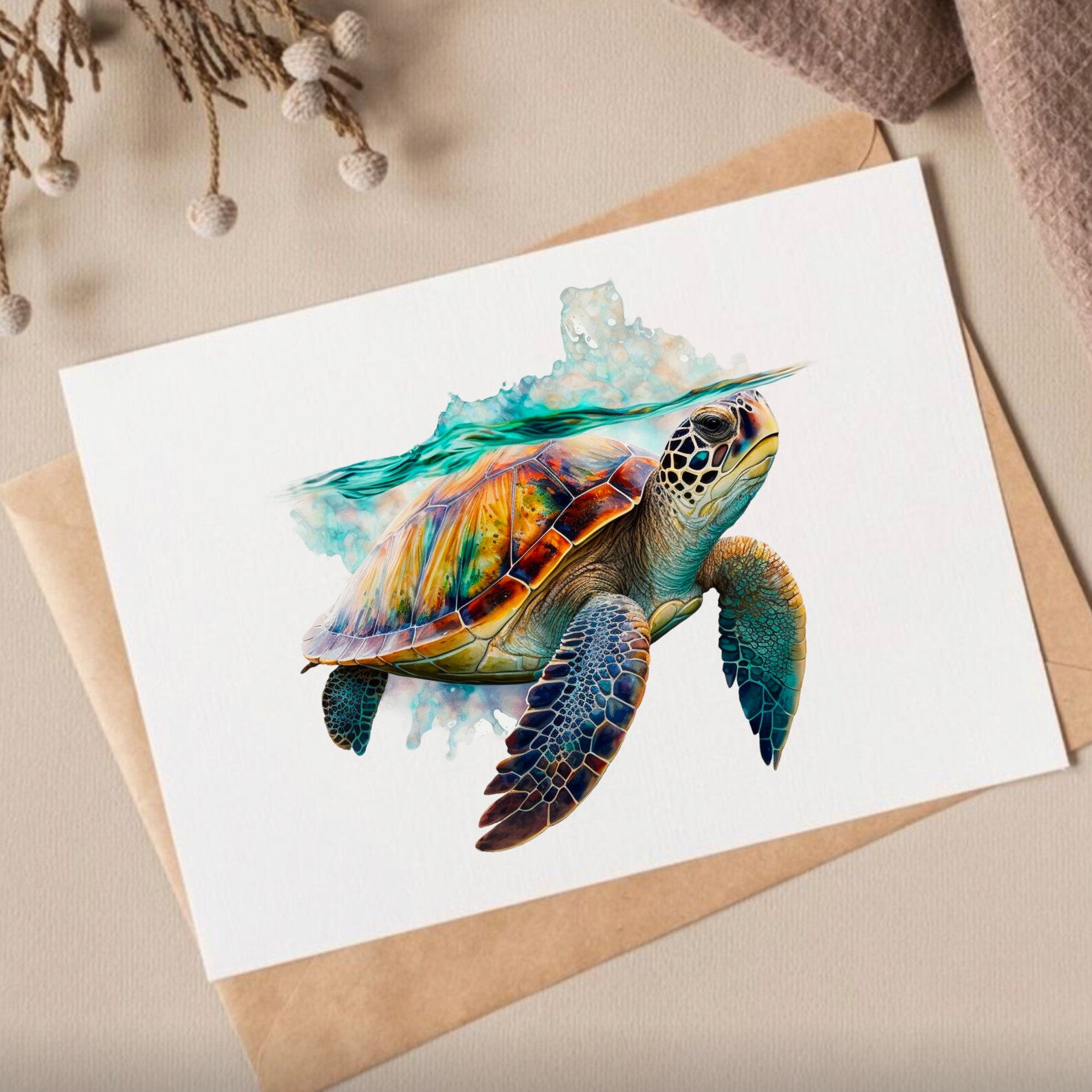 Cute Turtles Watercolor Clipart Undersea World Digital Print - Etsy