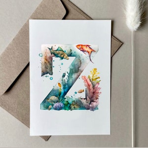 Alphabet Coral Reef, Ocean, Underwater World Watercolor Png, 26 Floral ...