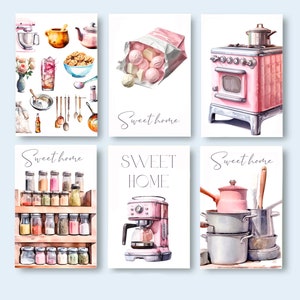 My Favorite Kitchen, Watercolor Clipart, Sweet Home Illustration, Home ...