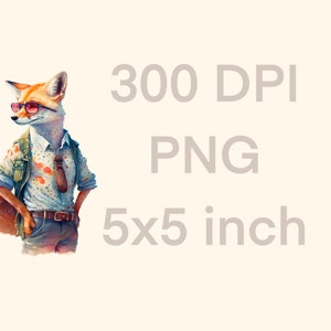 Fox Man, Fashionable Fox, Fairytale Foxes Clipart Watercolour, Digital ...