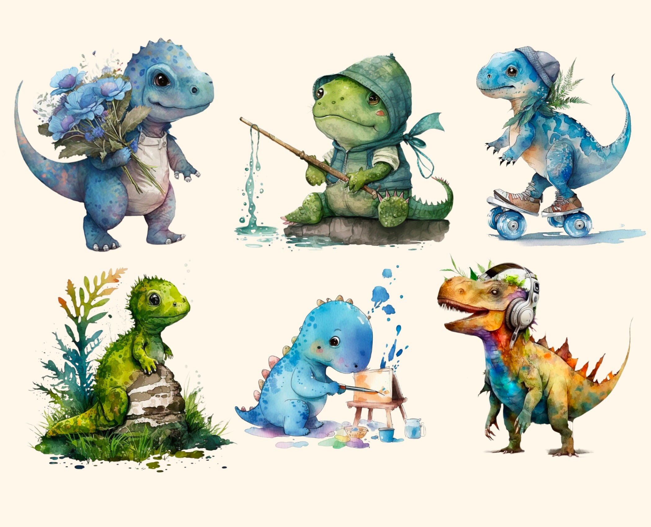 Baby Dinosaurs Clipart Watercolor Png Cute Blue Baby Dino - Etsy Canada
