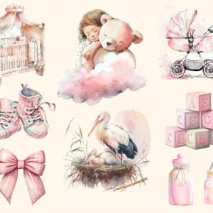 Baby Girl, Watercolor Clipart, Newborn Children PNG, Girl, Nursery ...