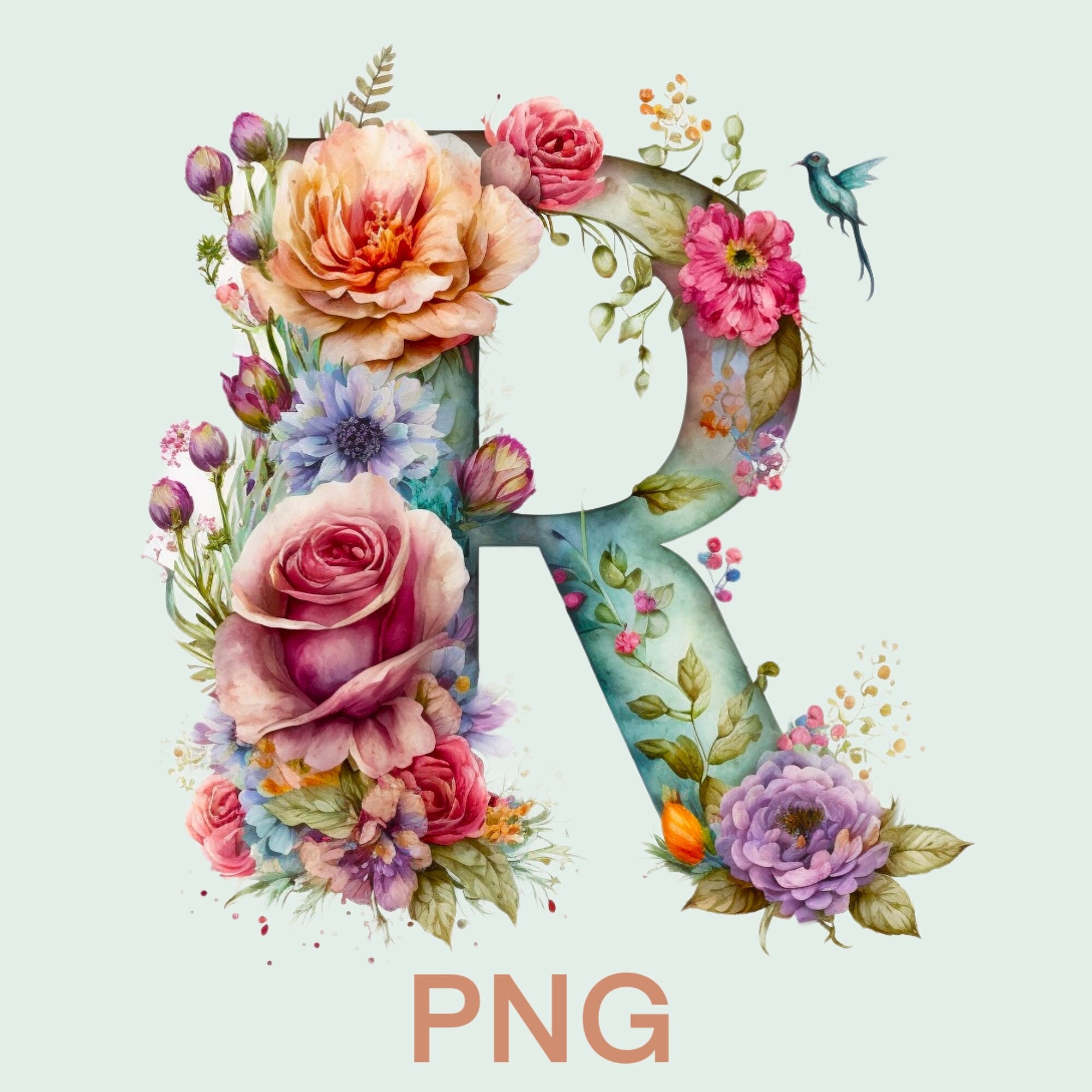 Watercolor Flower Letter R Png Clipart Botanical Letter R - Etsy Canada