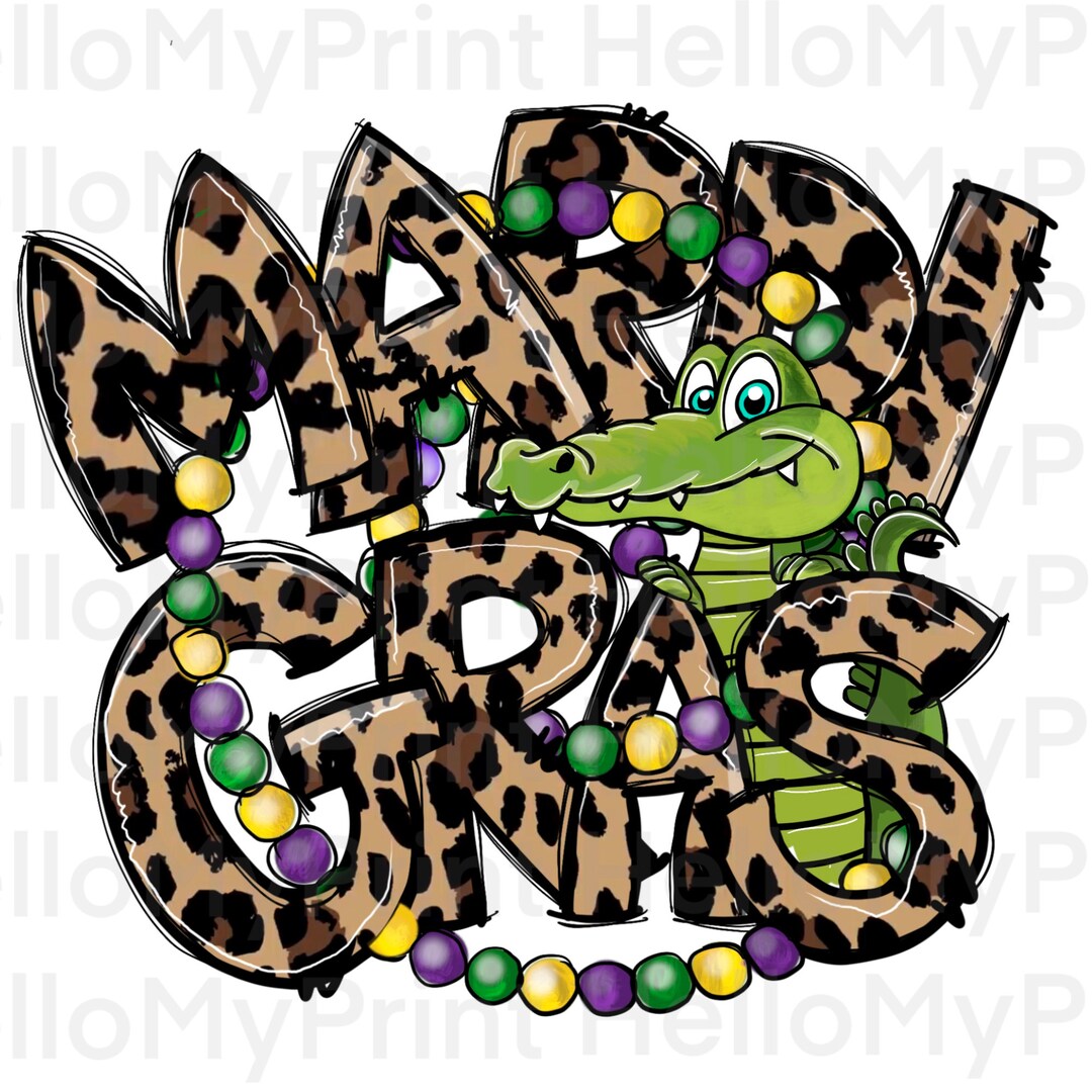 Leopard Mardi Gras PNG /SVG Louisiana Crocodile Digital Download ...