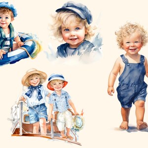 Little Sailor, Little Baby, Victorian Boy Watercolor Clipart, Children ...