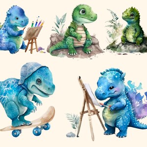 Baby Dinosaurs Clipart Watercolor Png, Cute Blue Baby Dino Digital ...