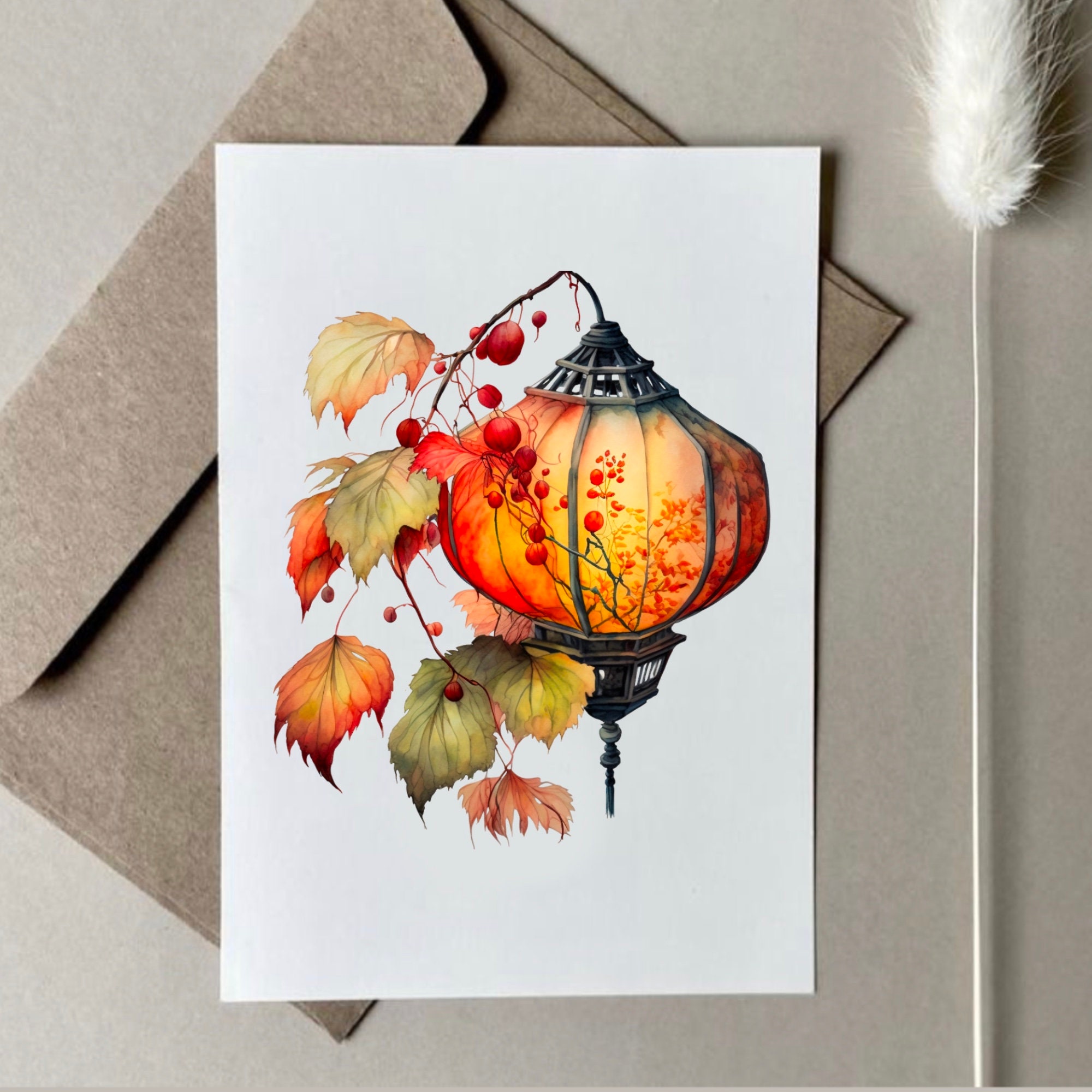 Chinese Lanterns Watercolor Clipart Png Digital Print - Etsy