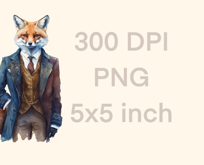 Fairytale Foxes Clipart Watercolour Fox Man Digital Print - Etsy