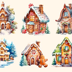 Christmas Gingerbread Houses Watercolour Clipart, Jingle, Holiday ...