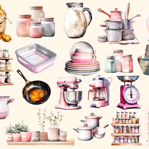 My Favorite Kitchen, Watercolor Clipart, Sweet Home Illustration, Home ...