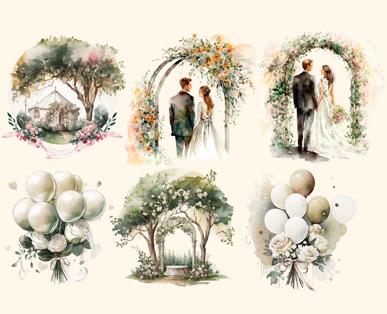 Wedding Clipart Watercolor Digital Print Wedding - Etsy