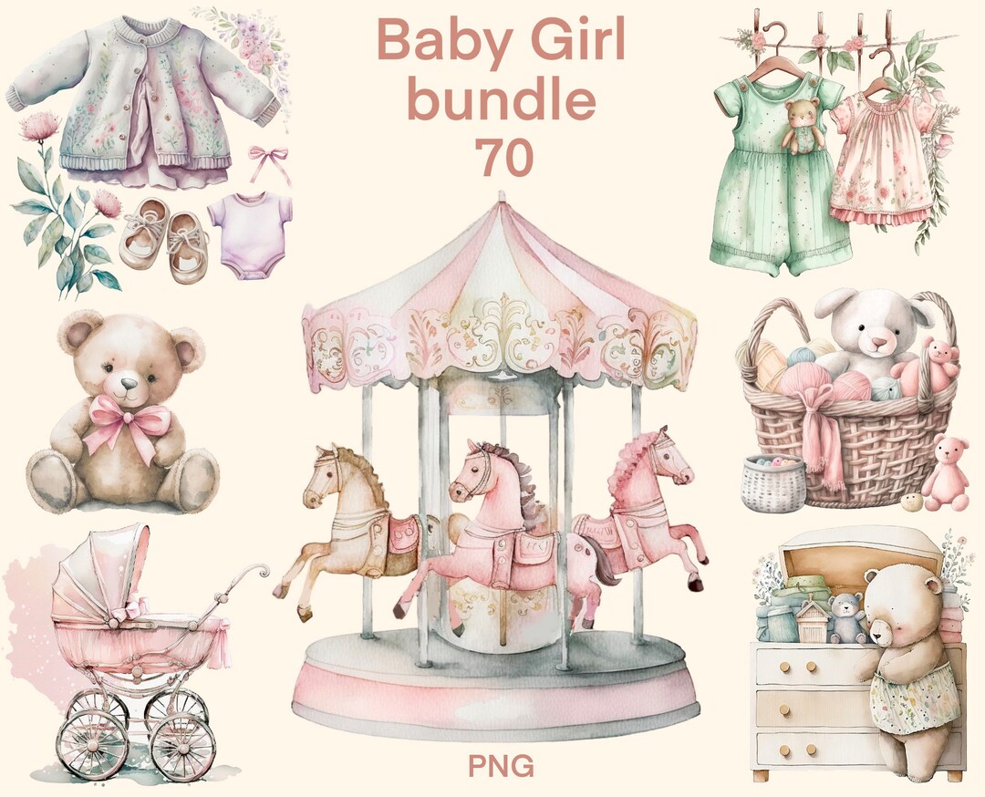 Baby Girl, Watercolor Clipart, Newborn Children PNG, Girl, Nursery ...