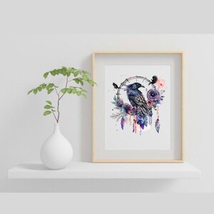 Black Cats and Ravens Clipart Watercolor Png, Cute Digital Print ...