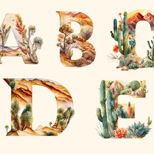 Alphabet Desert Style Watercolor Png, 26 Floral Letters, Baby Room ...