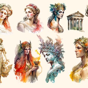 Ancient Greece, Hellas Clipart Watercolor, Digital Print, Illustration ...