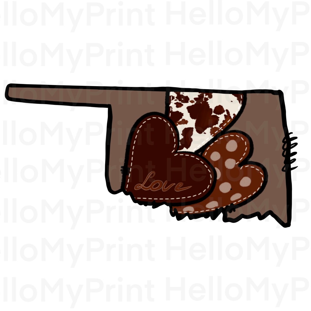 Oklahoma Valentine Hearts PNG /SVG Sublimation Download, Cow Heart ...