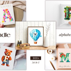 Alphabet Clipart Big Bundle Watercolor, Letters and Numbers Digital ...