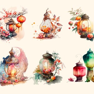 Chinese Lanterns Watercolor Clipart Png, Digital Print, Illustration ...