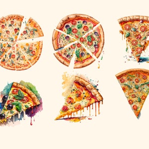 Pizza Watercolor Clipart Png, Clipart, Digital Print, Illustration Set ...