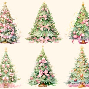 Victorian Christmas Tree, Watercolour Clipart, New Year Collection ...