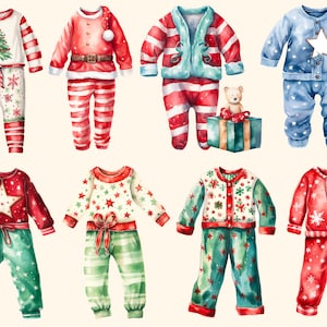 Christmas Pajamas, Fairy Tale Christmas Watercolour Clipart, New Year ...