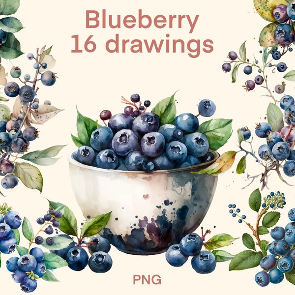 Watercolor Blueberry Print - Etsy