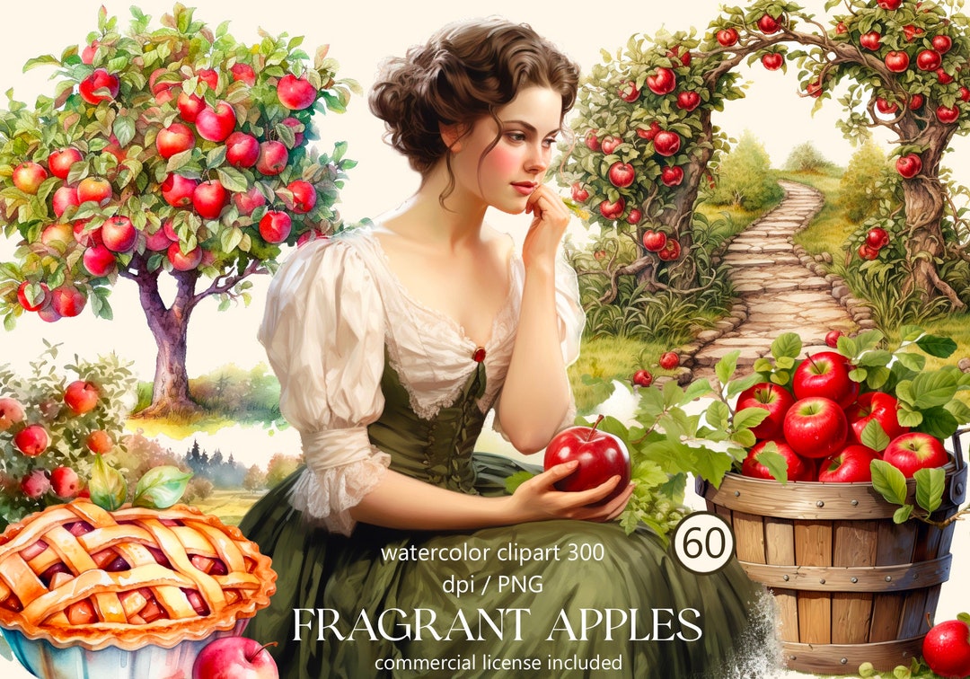 Fragrant Apples Watercolor Clipart, Apple Pie, Garden, Apple Saved ...