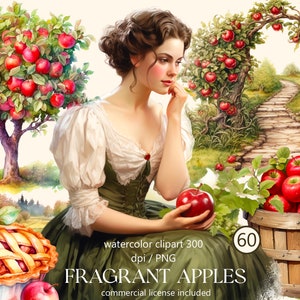 Fragrant Apples Watercolor Clipart, Apple Pie, Garden, Apple Saved ...