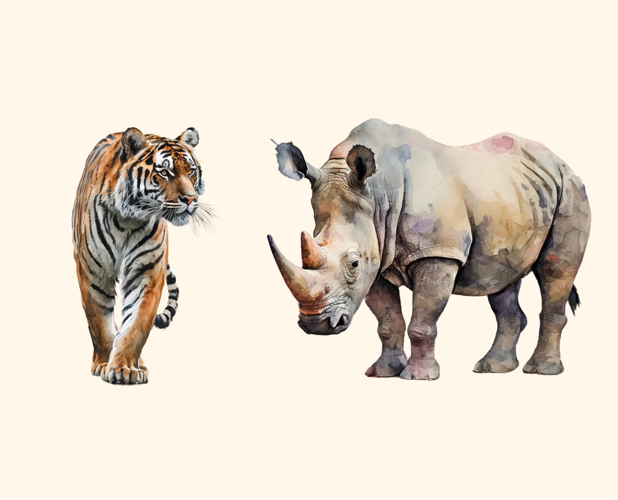 Watercolor Animals Savannah Clipart Png Cute 25 Animals - Etsy