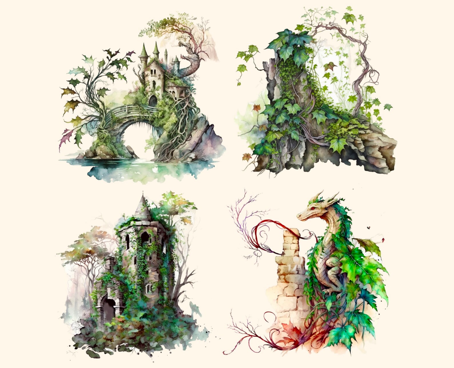 Fairy Castles Clipart Watercolor Princess Castle Digital - Etsy