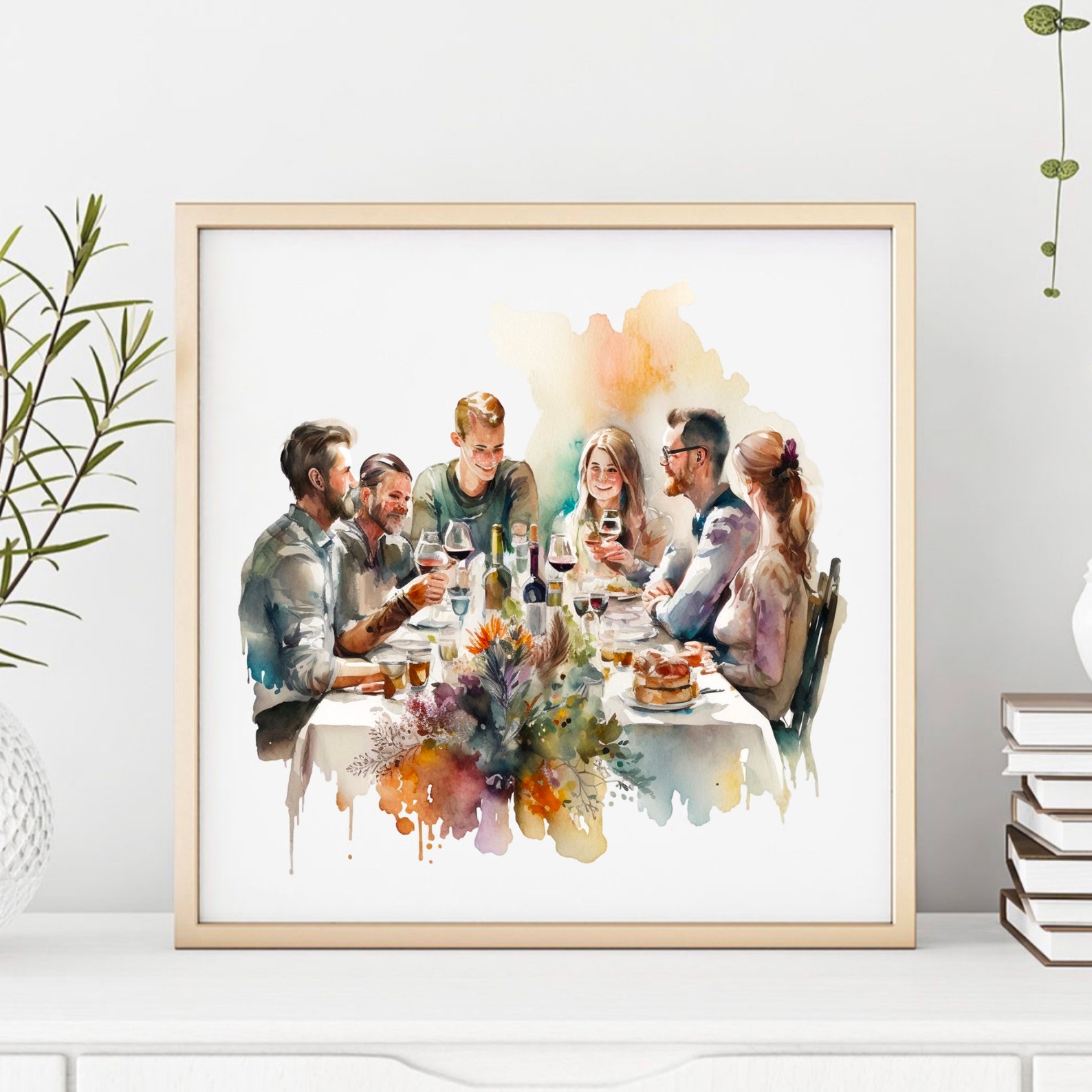 Feast Clipart Watercolor, Digital Print, Family Illustration Set ...