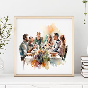 Feast Clipart Watercolor, Digital Print, Family Illustration Set ...