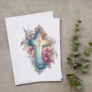 Floral Cross Clipart Watercolor Digital Print, Jesus, Orthodox Cross ...