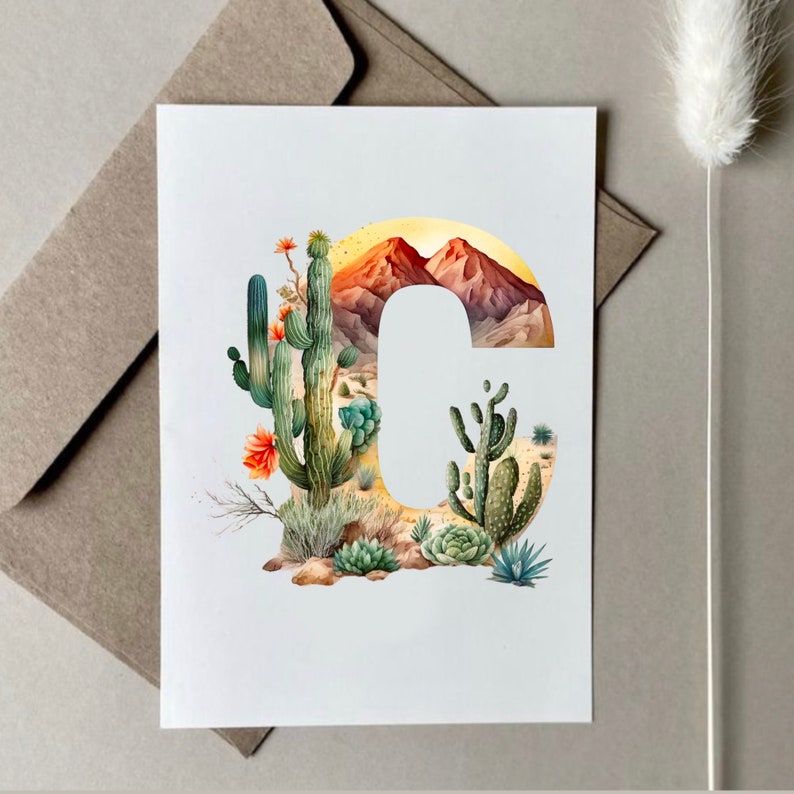 Alphabet Desert Style Watercolor Png 26 Floral Letters Baby - Etsy