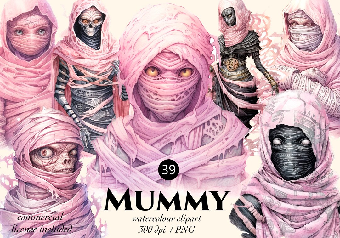 Mummy Halloween Clipart Watercolor Png, Ghosts, Zombie, Vampires ...