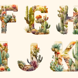 Alphabet Desert Style Watercolor Png, 26 Floral Letters, Baby Room ...