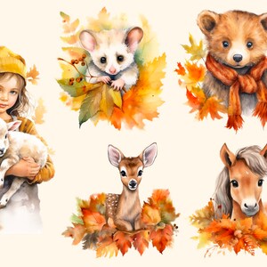 Autumn Watercolor Clipart Png, Autumn Animals in the Forest, Autumn ...