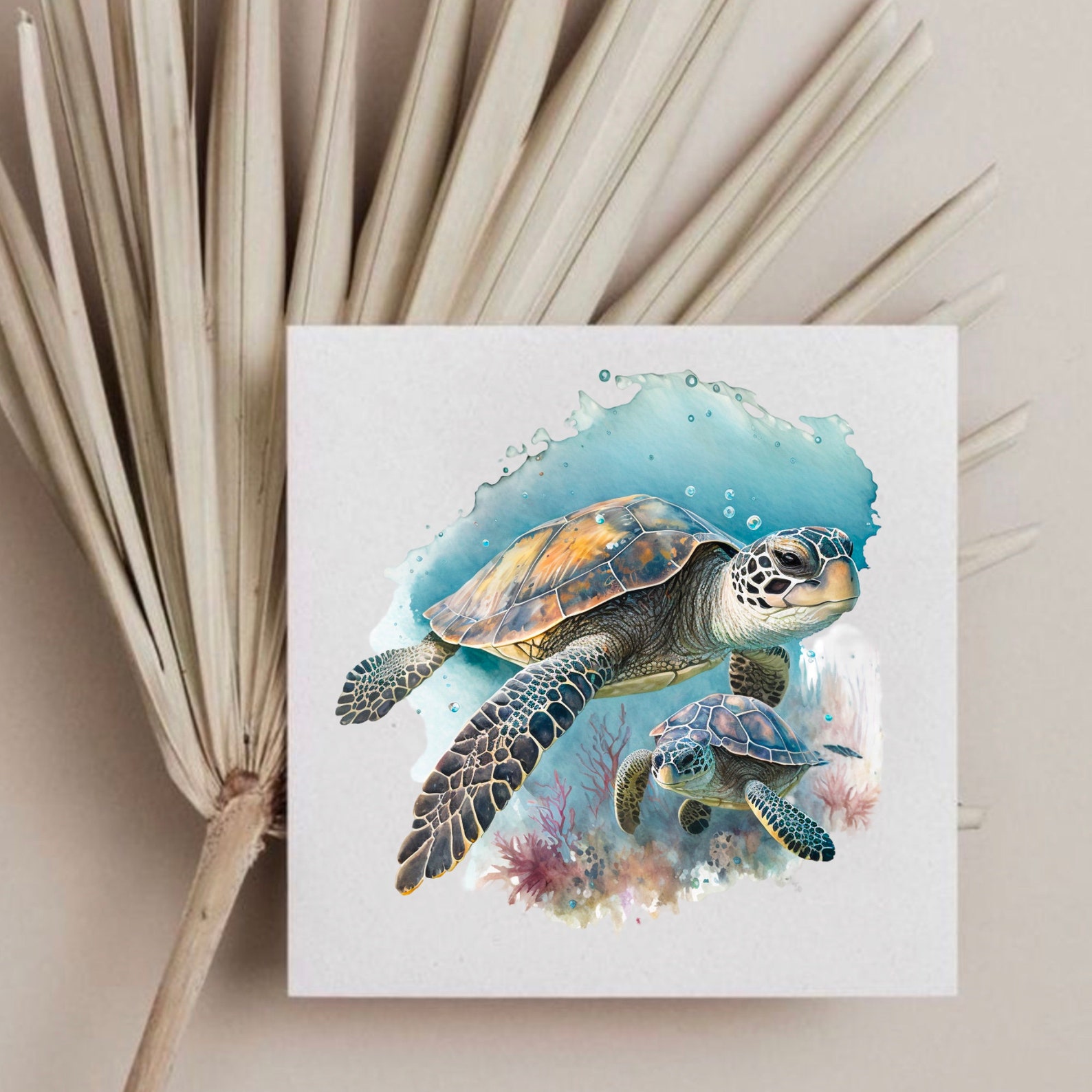 Cute Turtles Watercolor Clipart Undersea World Digital Print - Etsy