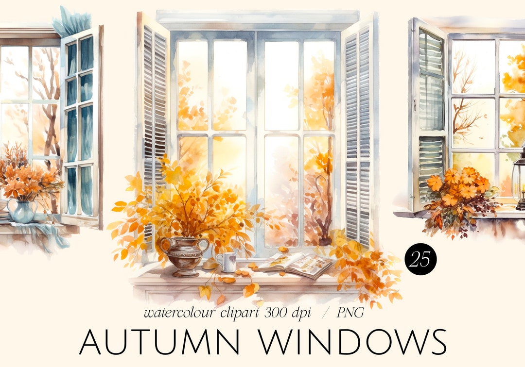 Autumn Windows Watercolor Clipart Png, Autumn Landscape, Fall ...