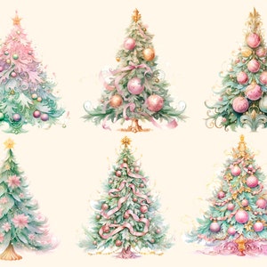 Victorian Christmas Tree, Watercolour Clipart, New Year Collection ...