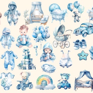 Baby Boy, Watercolor Clipart, Newborn Children PNG, Boy, Girl Nursery ...