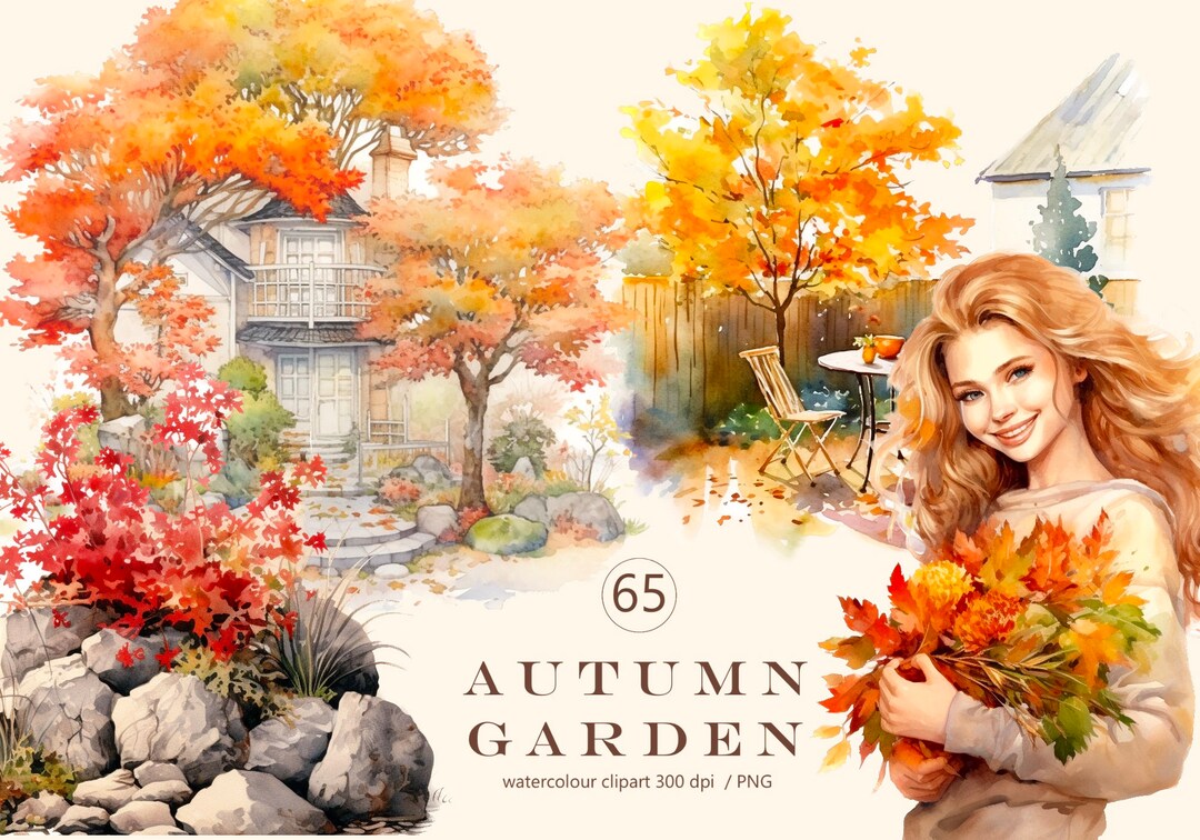 Autumn Garden, Autumn Watercolor Clipart Png, Fall Has Come, Autumn ...