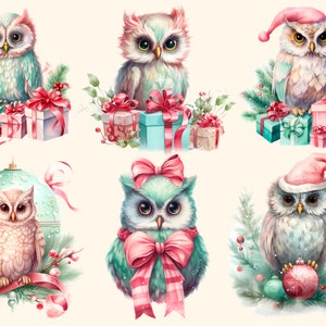 Christmas Owl, Santa Claus Watercolour Clipart, Merry Christmas ...