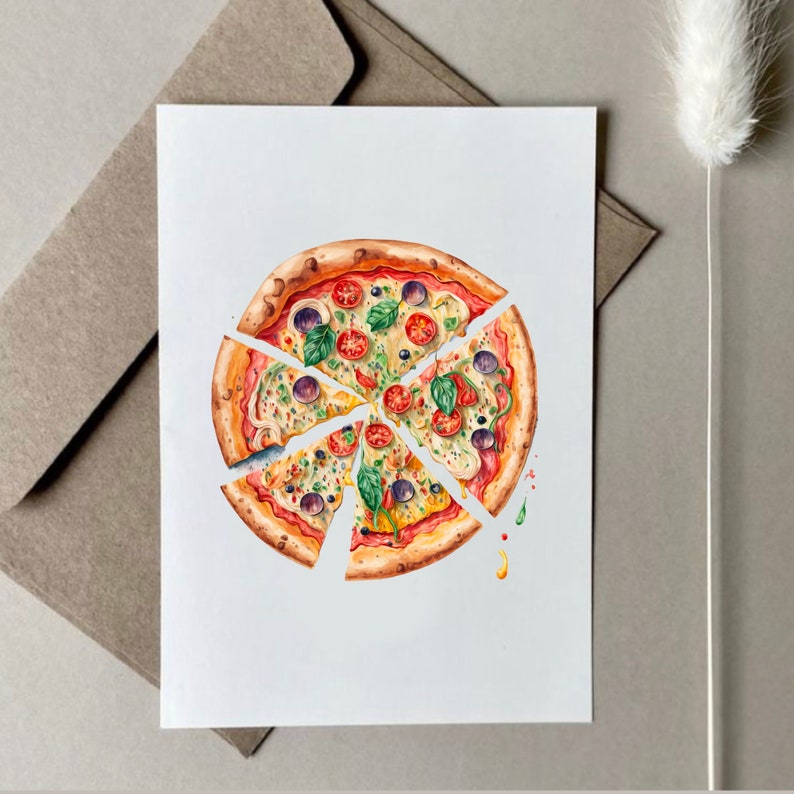 Pizza Watercolor Clipart Png Clipart Digital Print - Etsy