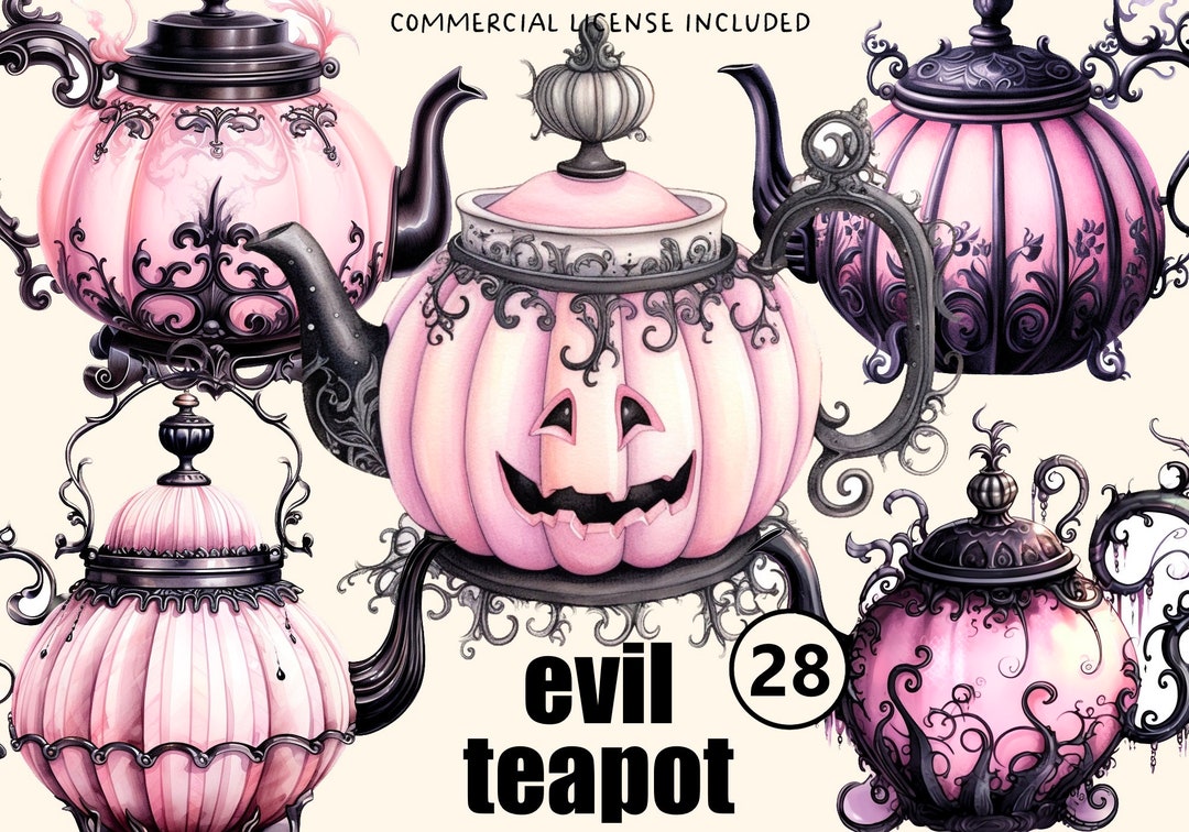 Evil Teapot Halloween Day Clipart Watercolor Png, Zombies, Vampires ...