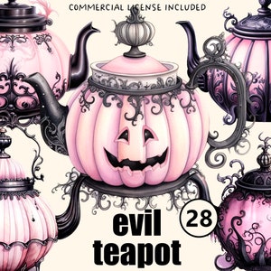 Evil Teapot Halloween Day Clipart Watercolor Png, Zombies, Vampires ...